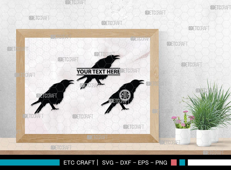 Crow Monogram, Crow Silhouette, Crow SVG, Raven Svg, Blackbird Svg ...