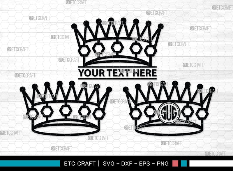 Crown Monogram, Crown Silhouette, Crown SVG, King Crown Svg, Queen ...