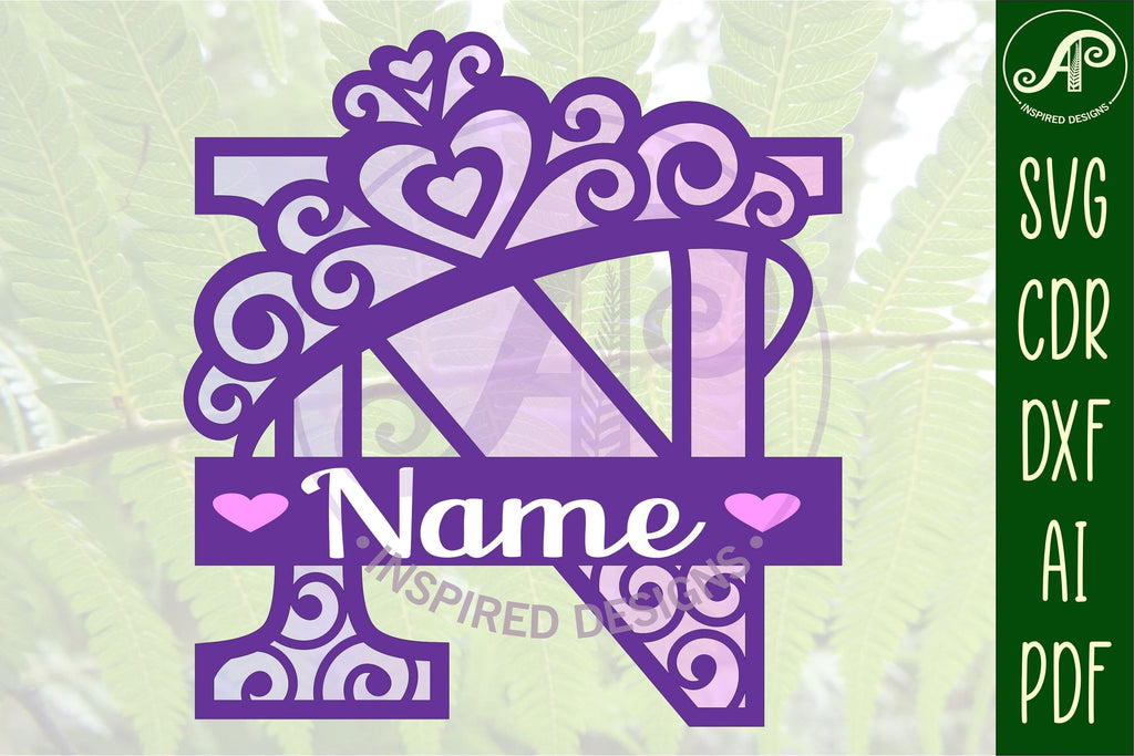 Crown monogram letter Name signs 3 layer design bundle - So Fontsy
