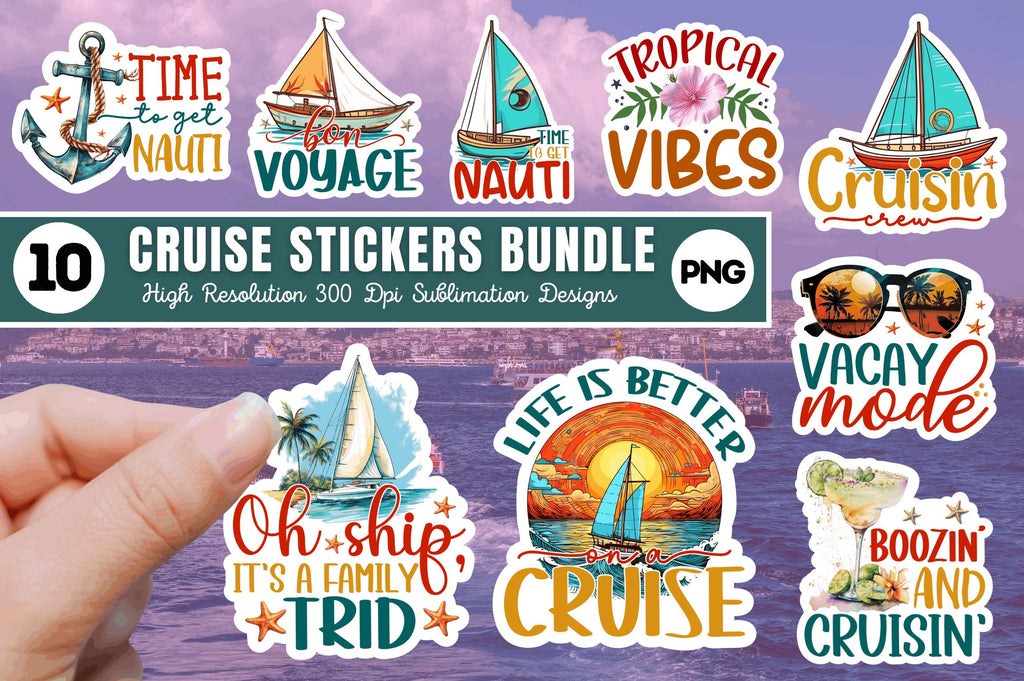Cruise Printable Stickers Bundle - So Fontsy