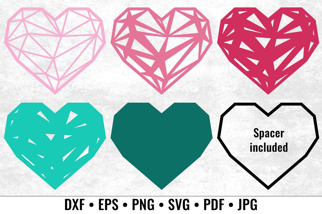 Crystal Heart cut files - So Fontsy