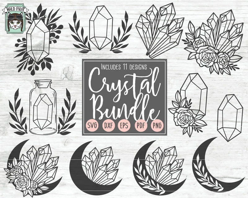 Crystals SVG Files, Crystal Cut File, Crystal Floral SVG, Crystal ...