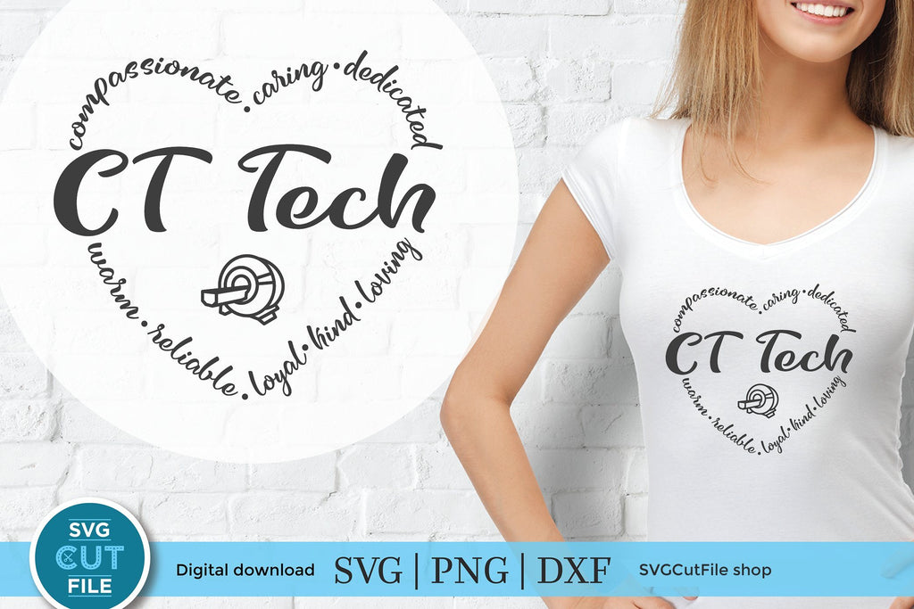 CT Tech svg, a CT technologist heart svg design for Cricut or ...