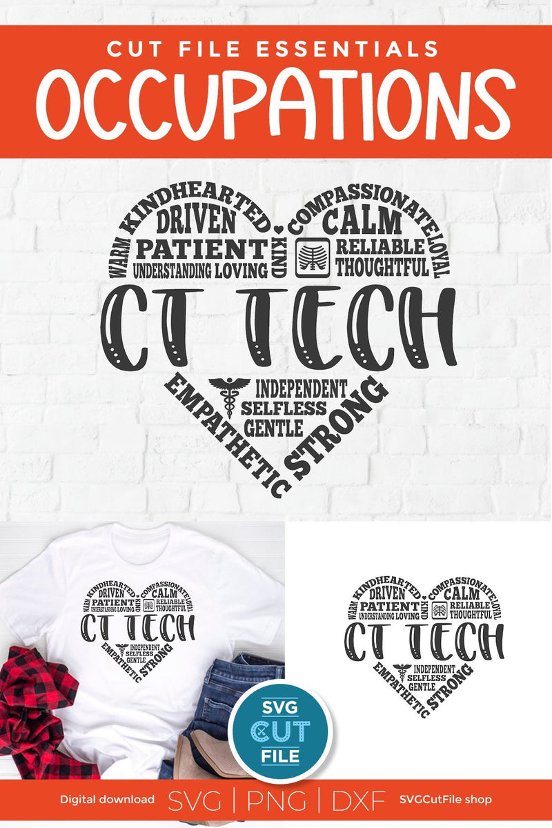 CT Tech svg, a CT Technologist svg subway art for Cricut or Silhouette ...