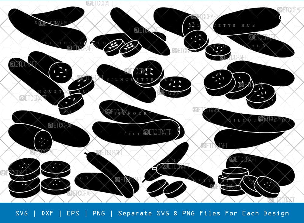 Cucumber Silhouette, Cucumber SVG, Food Svg, Vegetable Svg, Cucumber ...