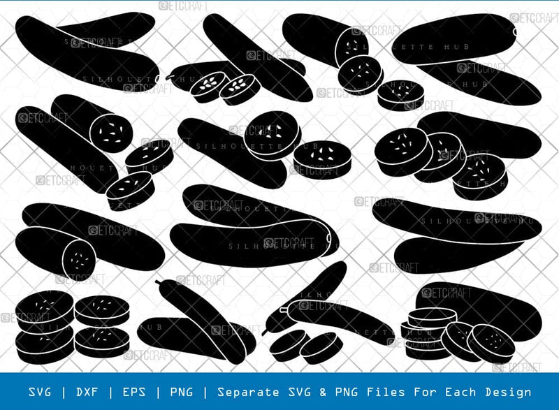 Cucumber Silhouette, Cucumber SVG, Food Svg, Vegetable Svg, Cucumber ...