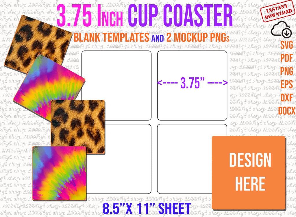 Cup Coaster Template, 3.75 Inch Cup Coaster Svg, Coasters Template Svg ...
