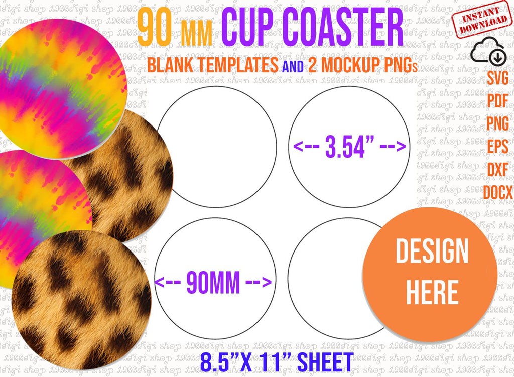 Cup Coaster Template, 90 mm Cup Coaster Svg, Coasters Template Svg ...