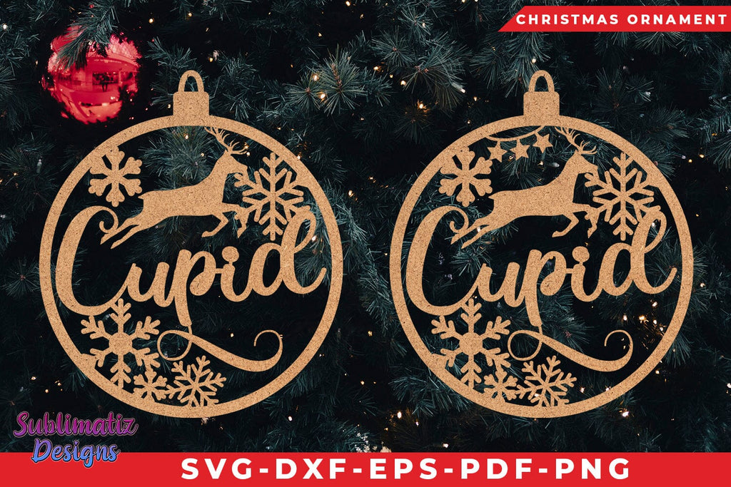 Cupid Christmas Tree Ornament SVG Cut File - So Fontsy