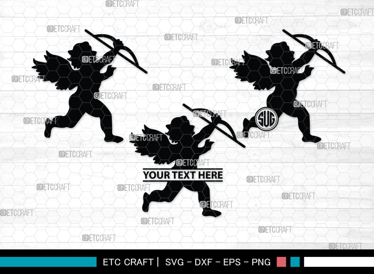 Cupid Monogram, Cupid Silhouette, Cupid SVG, Valentines Cupid Svg ...