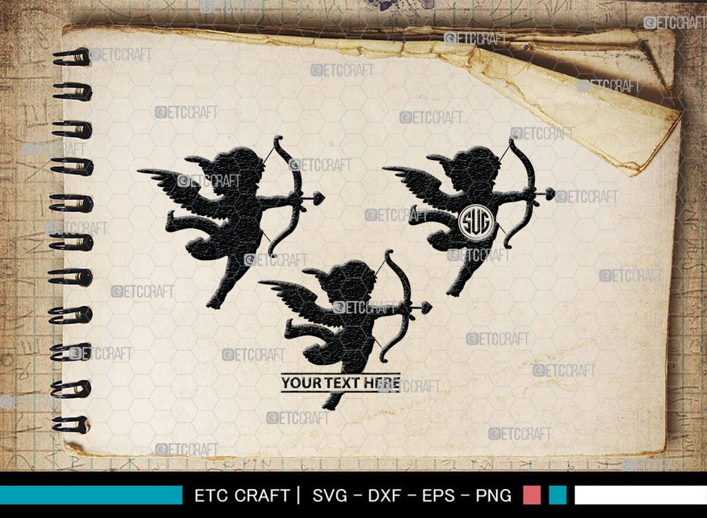 Cupid Monogram, Cupid Silhouette, Cupid SVG, Valentines Cupid Svg ...