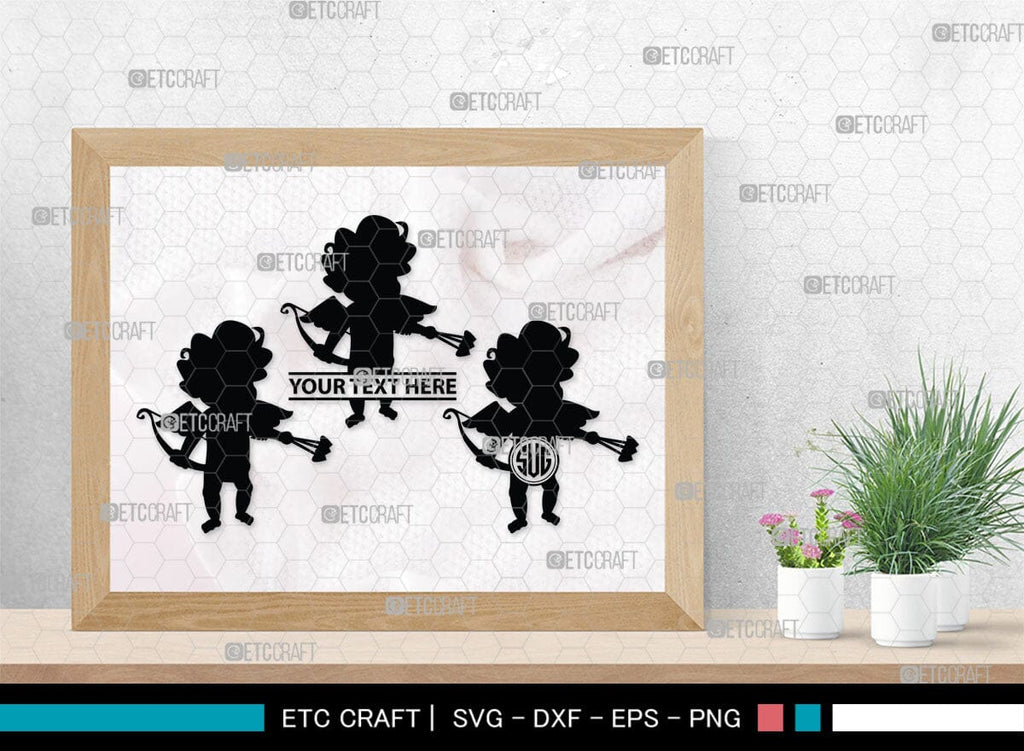 Cupid Monogram, Cupid Silhouette, Cupid SVG, Valentines Cupid Svg ...