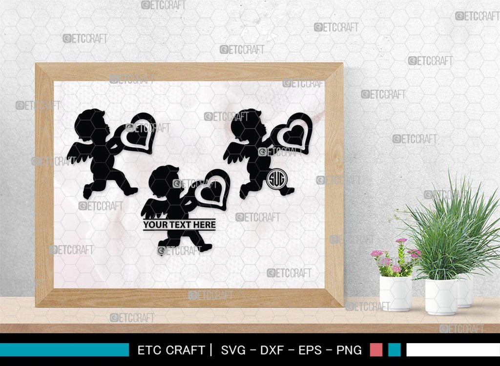 Cupid Monogram, Cupid Silhouette, Cupid SVG, Valentines Cupid Svg ...