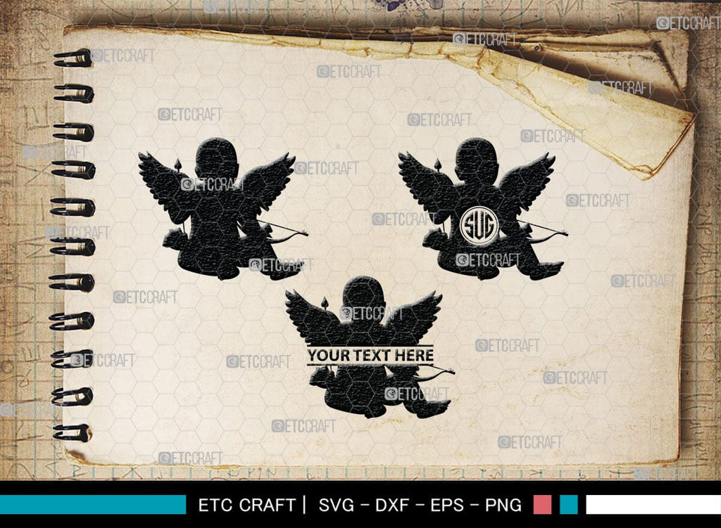 Cupid Monogram, Cupid Silhouette, Cupid SVG, Valentines Cupid Svg ...