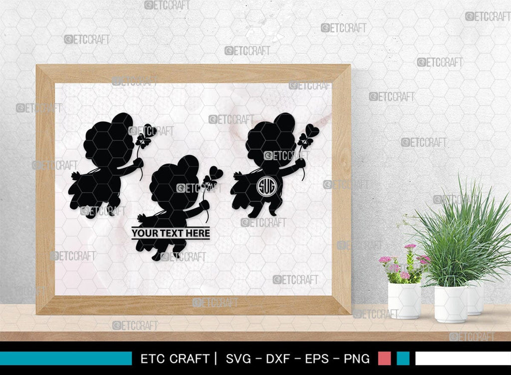 Cupid Monogram, Cupid Silhouette, Cupid SVG, Valentines Cupid Svg ...