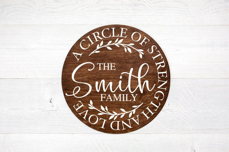 Customizable Family Sign - A Cirlce Of Strength and Love - So Fontsy