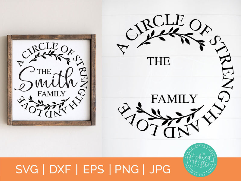 Customizable Family Sign - A Cirlce Of Strength and Love - So Fontsy