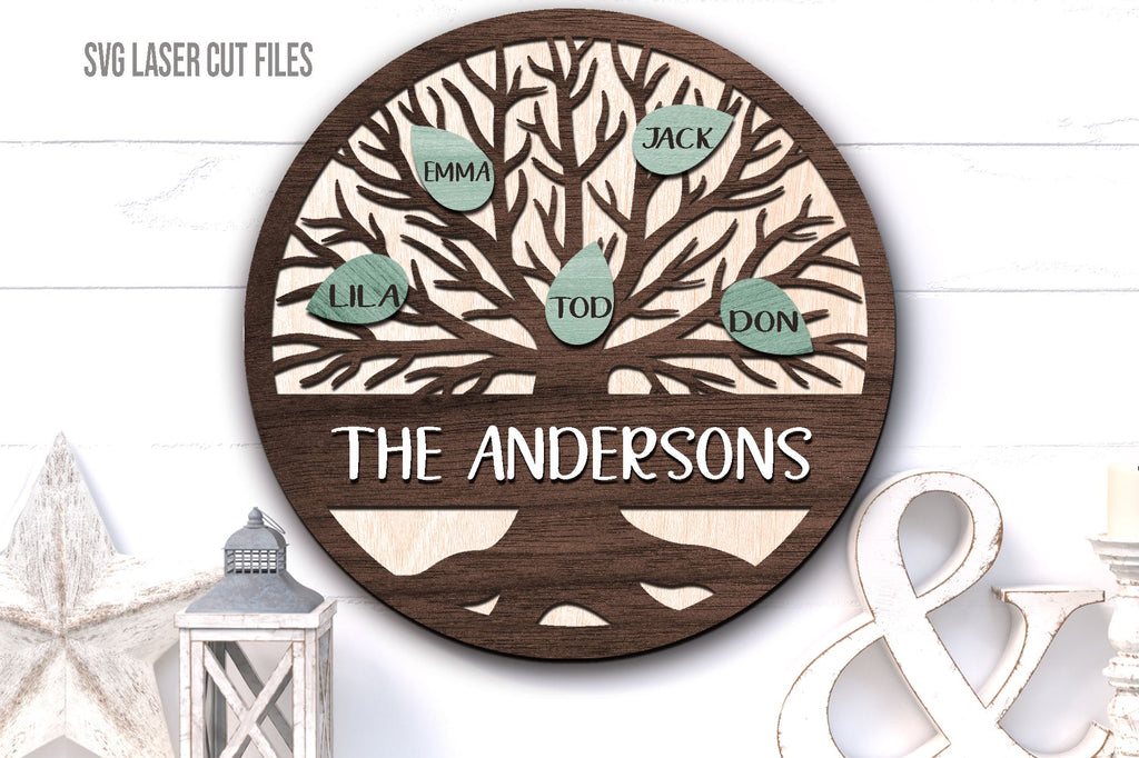 Customizable Family Tree SVG | Family Tree Monogram | Laser Cut Files ...