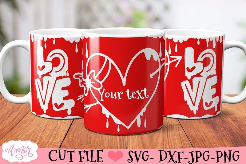 Customizable Valentine's day Mug Wrap SVG for 12oz mugs - So Fontsy