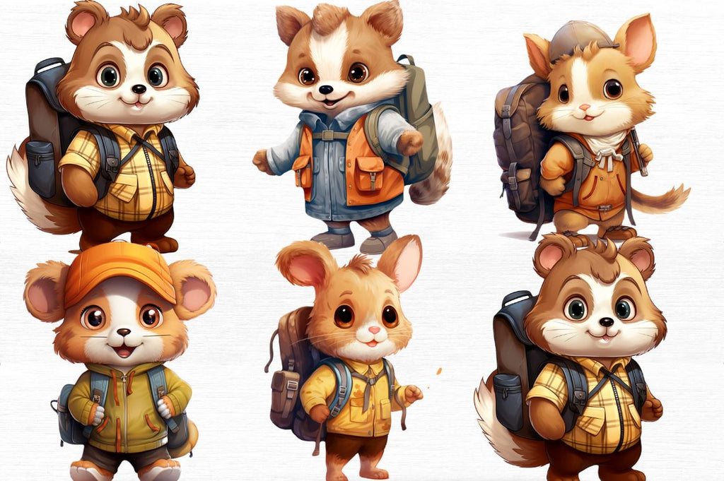 Cute Animal with Backpack Clipart - So Fontsy