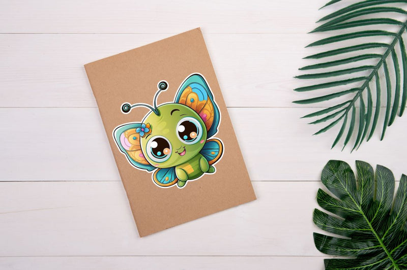 Cute baby butterfly cartoon character sticker Bundle - So Fontsy