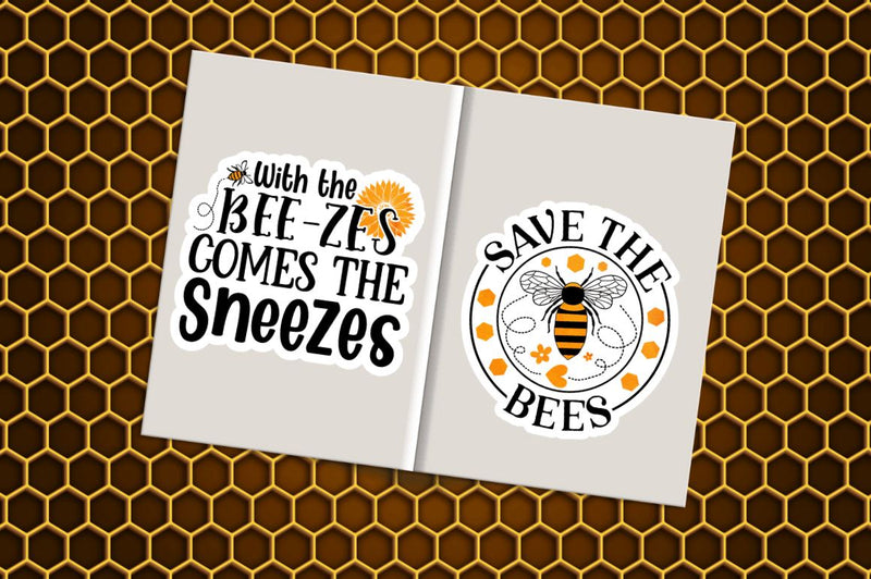 Cute Bee Printable Stickers PNG Bundle - So Fontsy