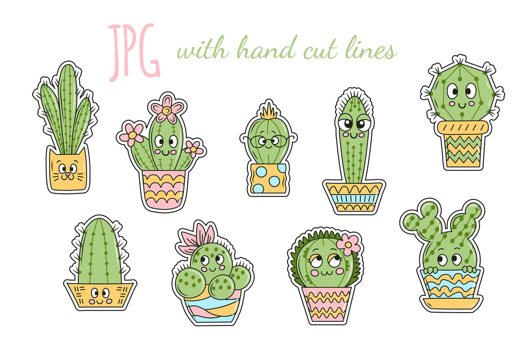 Cute cacti stickers - So Fontsy