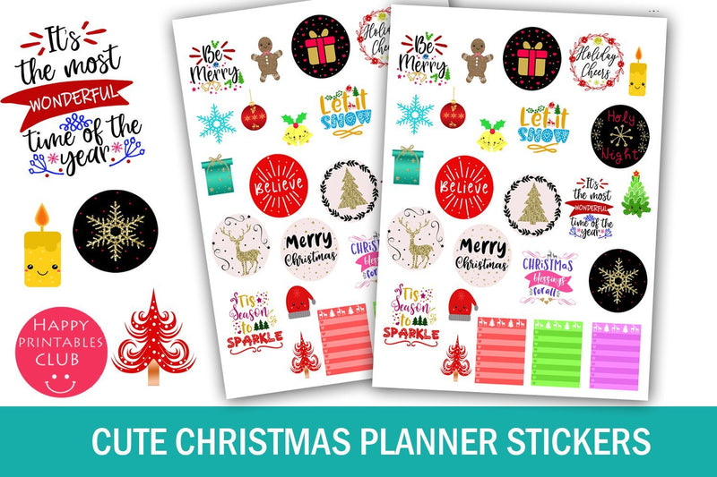 Cute Christmas Planner Stickers-Holiday Planner Stickers - So Fontsy