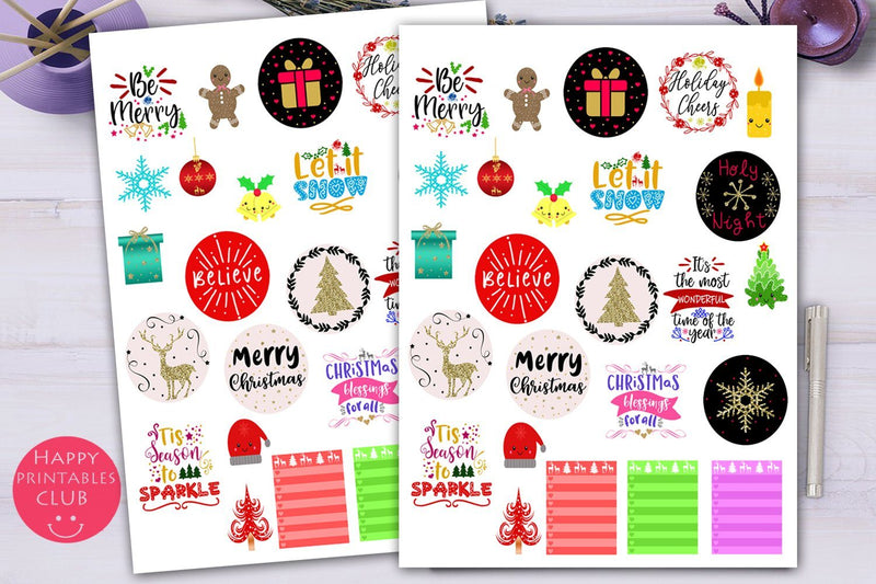 Cute Christmas Planner Stickers-Holiday Planner Stickers - So Fontsy