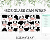 Cute Cow Glass Can SVG - 16OZ Glass Can Wrap SVG, Cow Print Glass Can ...