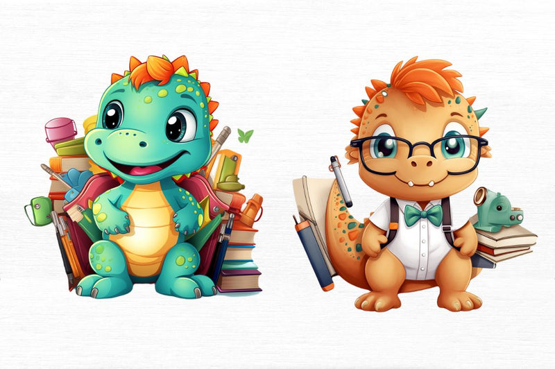 Cute Dinosaur School Clipart - So Fontsy