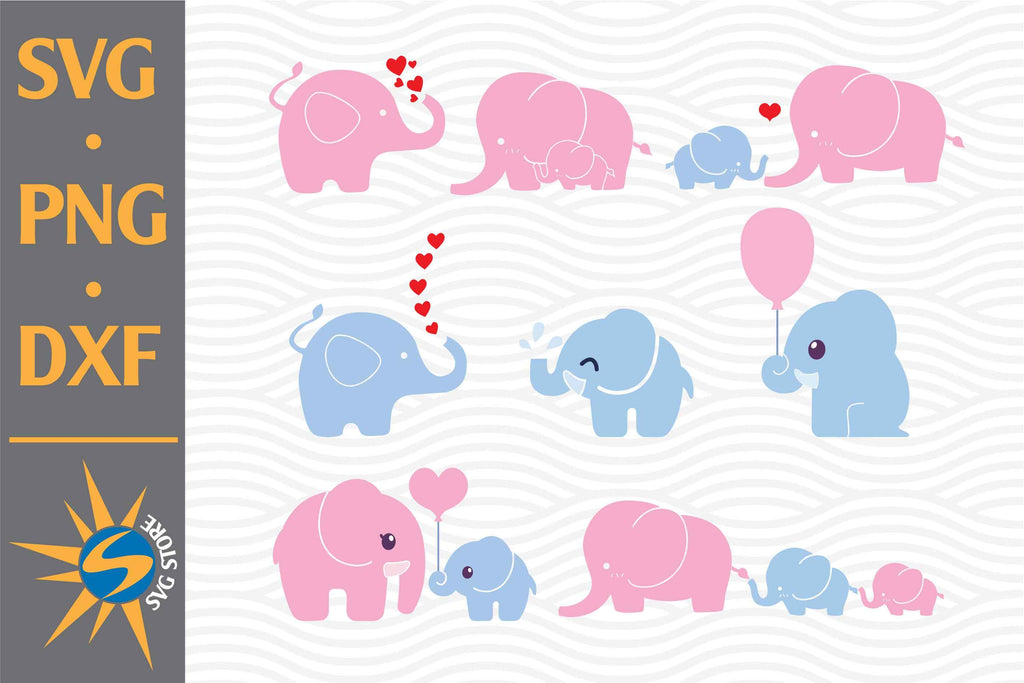 Cute Elephant SVG, PNG, DXF Digital Files Include - So Fontsy