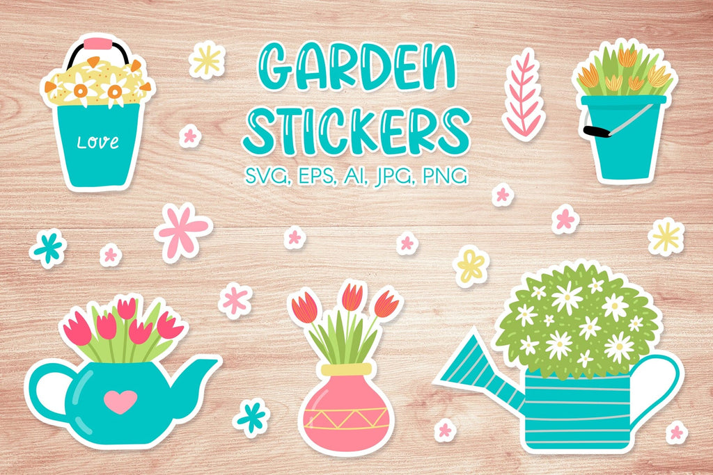Cute Garden - Printable Stickers - So Fontsy
