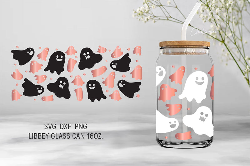 Halloween ghost Svg 16oz Glass Can Wrap, Wrap, Halloween can glass - So ...