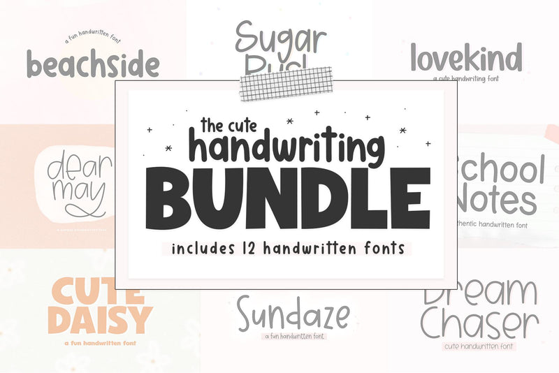 Cute Handwriting Font Bundle - So Fontsy