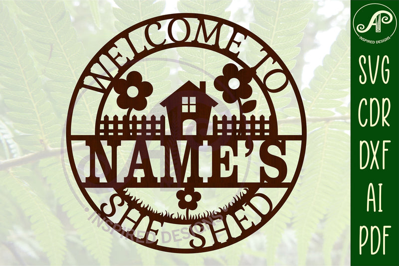 Cute house she shed sign svg laser cut template - So Fontsy