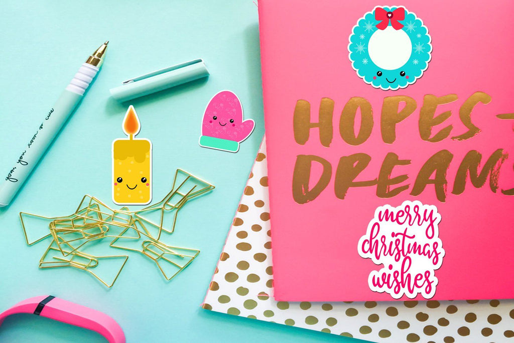 Cute Kawaii Christmas Stickers- Christmas Planner Stickers - So Fontsy