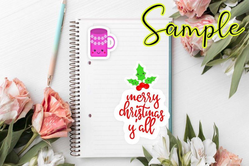 Cute Kawaii Christmas Stickers- Christmas Planner Stickers - So Fontsy