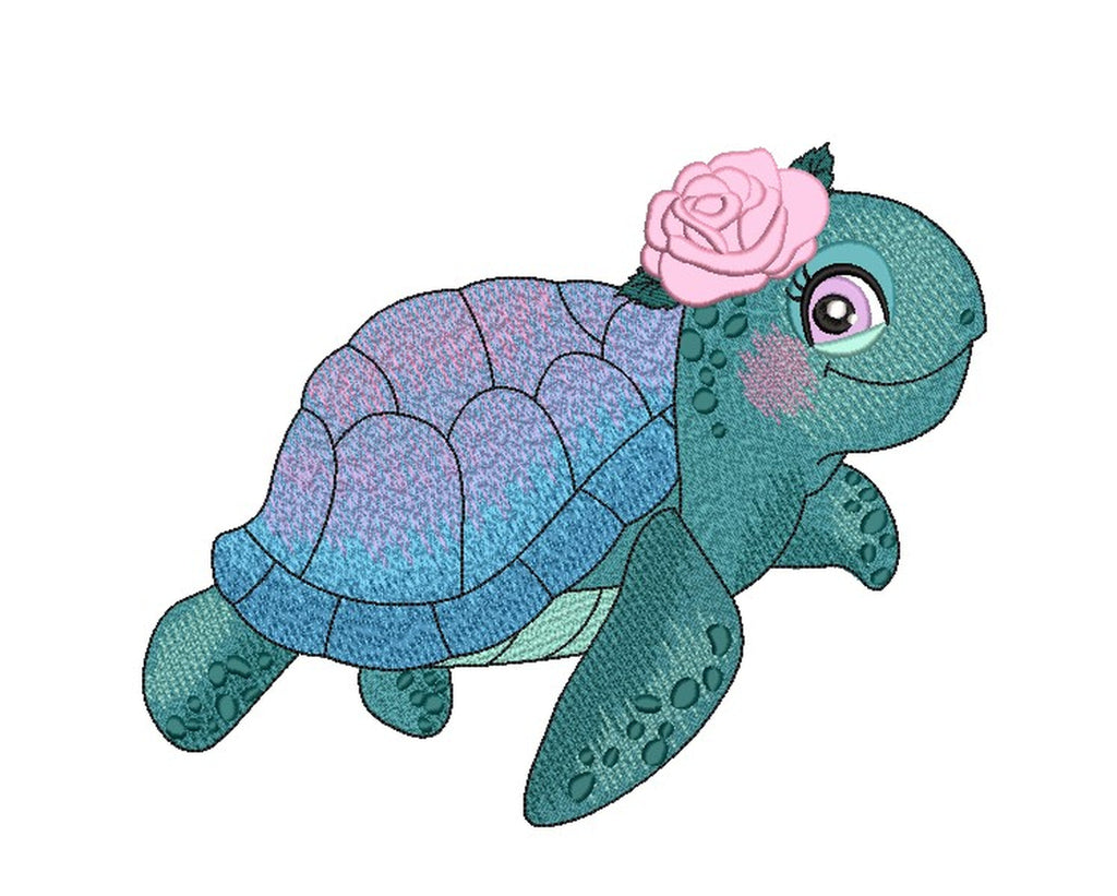 Cute Little Sea Turtle Embroidery Design, 3 sizes, Instant Download ...