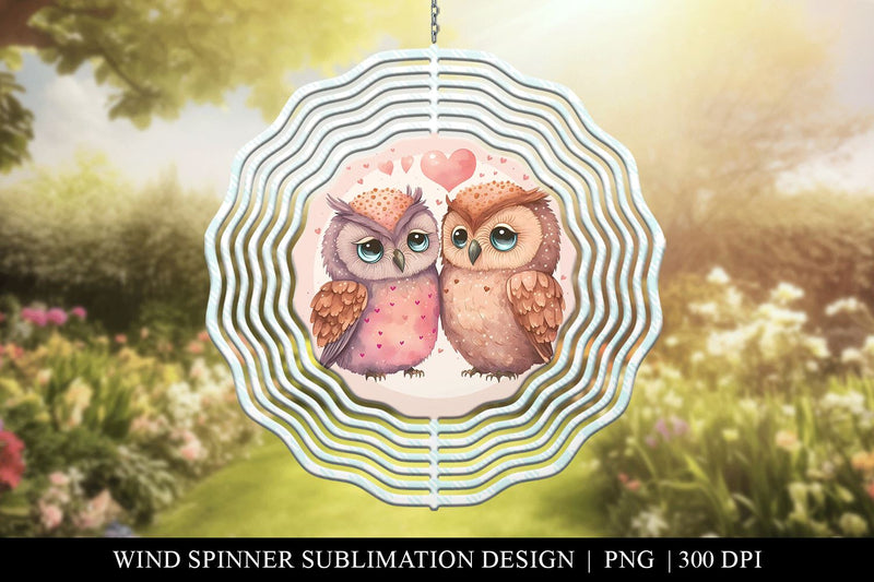 Cute Owls Wind Spinner Sublimation Design - So Fontsy