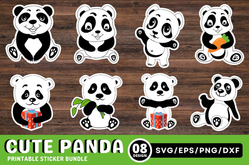 Cute Panda Printable Sticker Bundle - So Fontsy