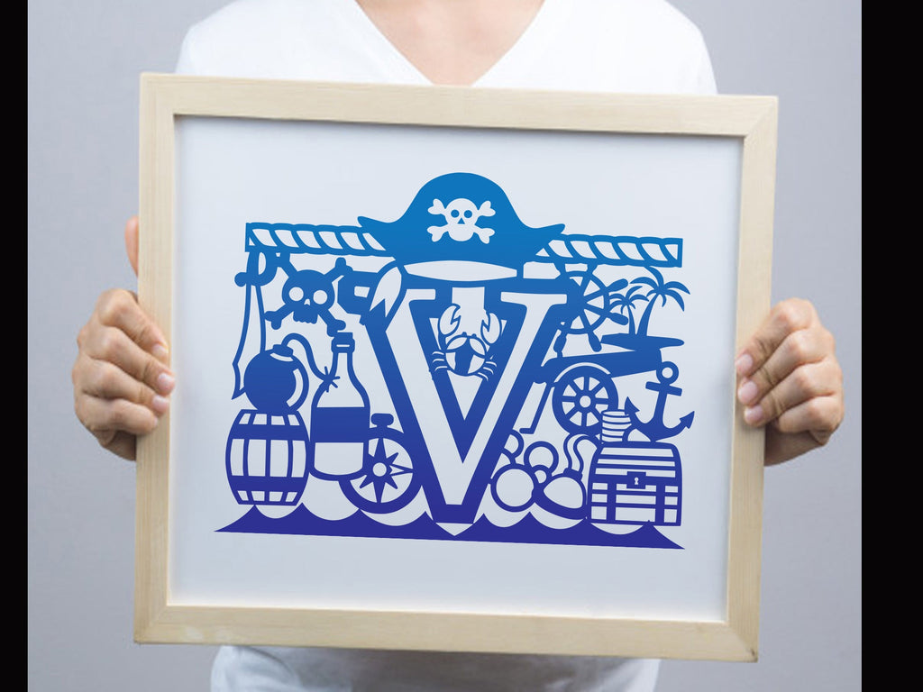 Cute Pirate Alphabets Paper cut - So Fontsy