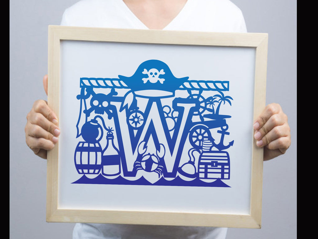Cute Pirate Alphabets Paper cut - So Fontsy