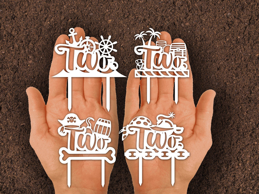 Cute Pirate Cake topper Paper cut - So Fontsy