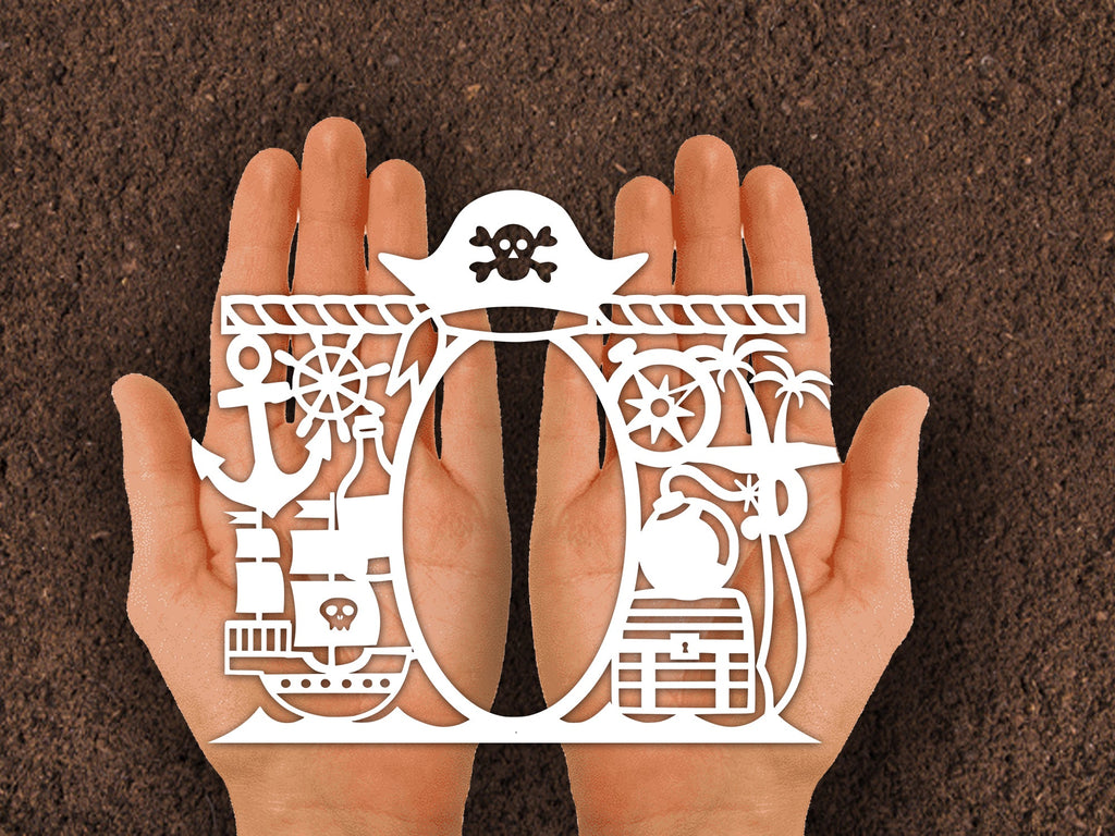 Cute Pirate Photo frame Paper cut - So Fontsy