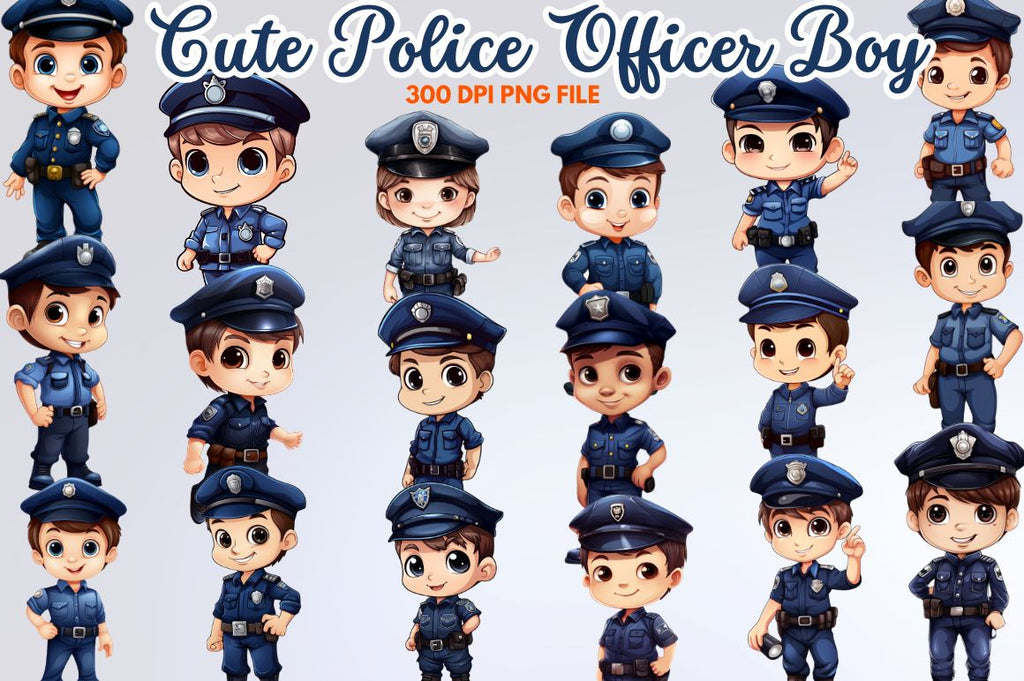 Cute Police Officer Boy Bundle - So Fontsy