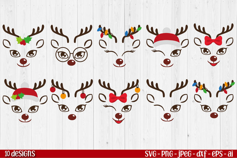 Cute Reindeers SVG Chris Bundle | Christmas SVG - So Fontsy