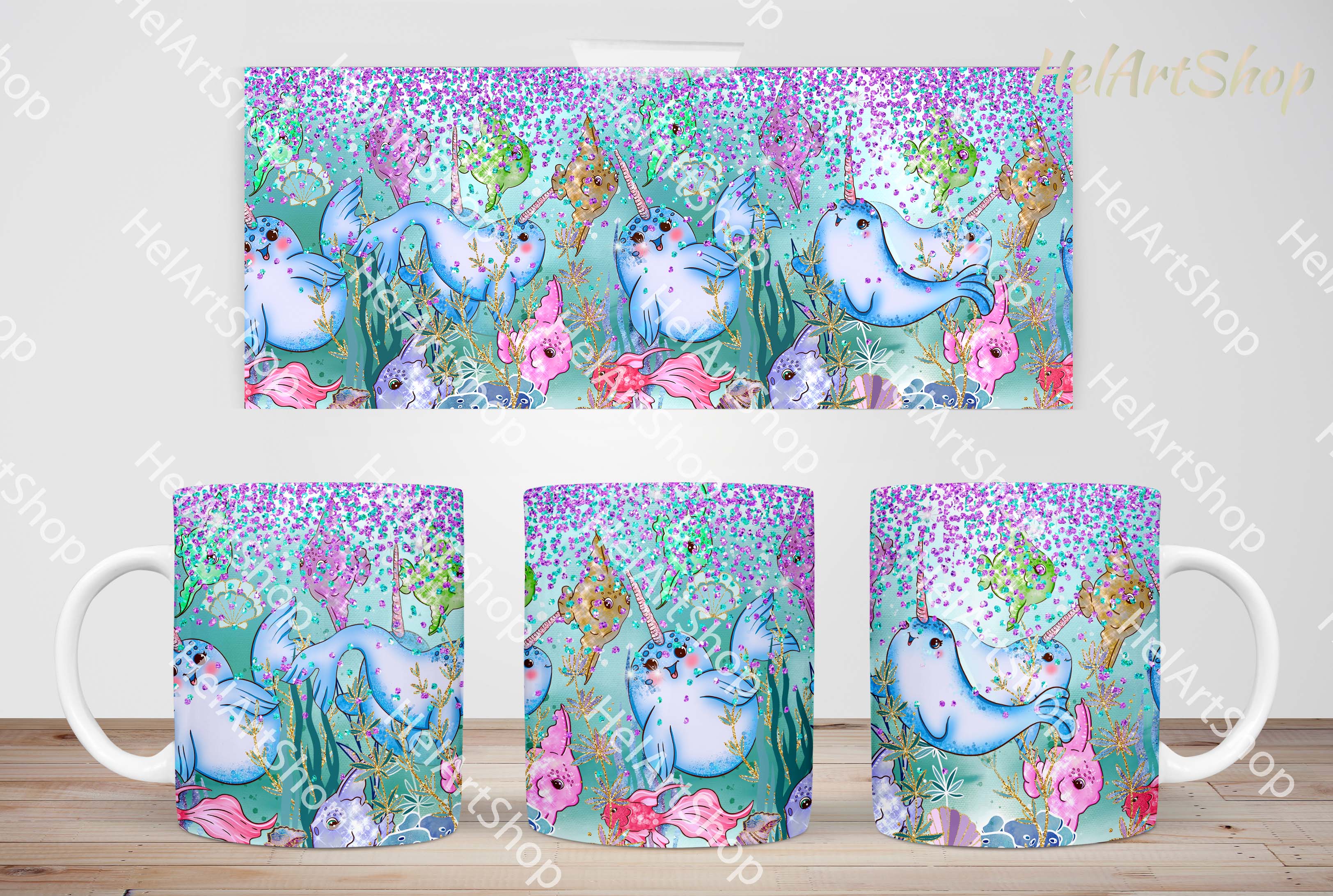 Cute Sea Animals Mug PNG, Kids Mug Png, 11Oz Mug Png - So Fontsy