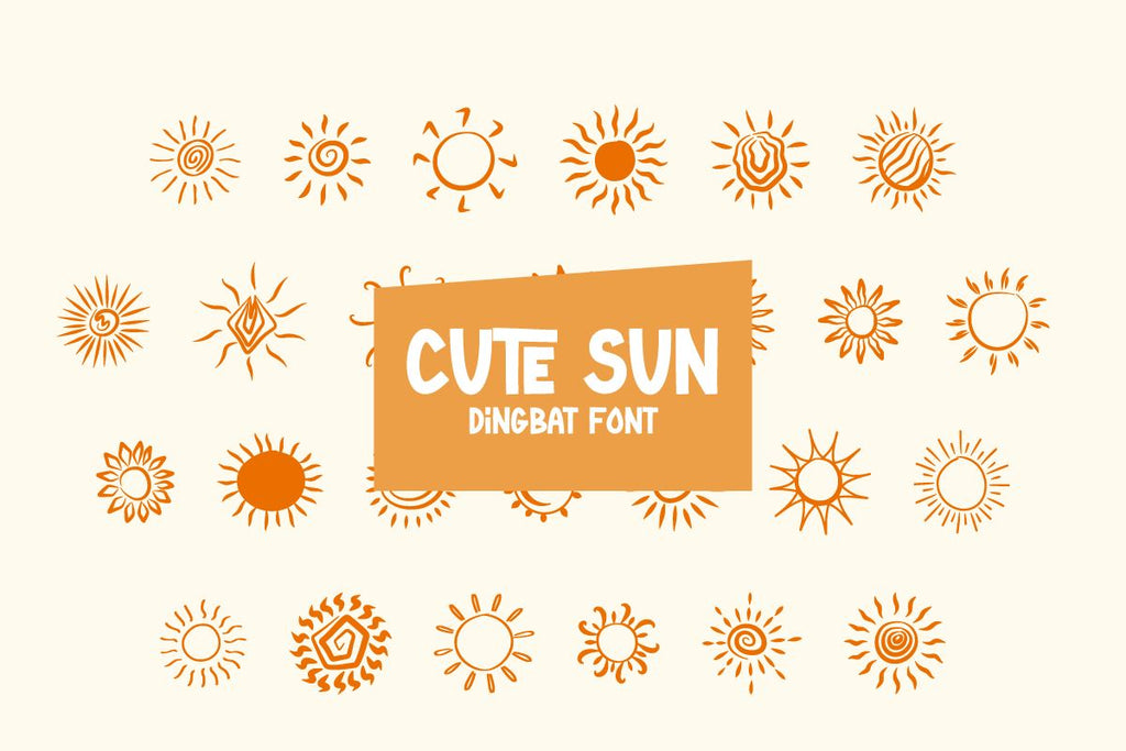 Cute Sun - Dingbat Font - So Fontsy