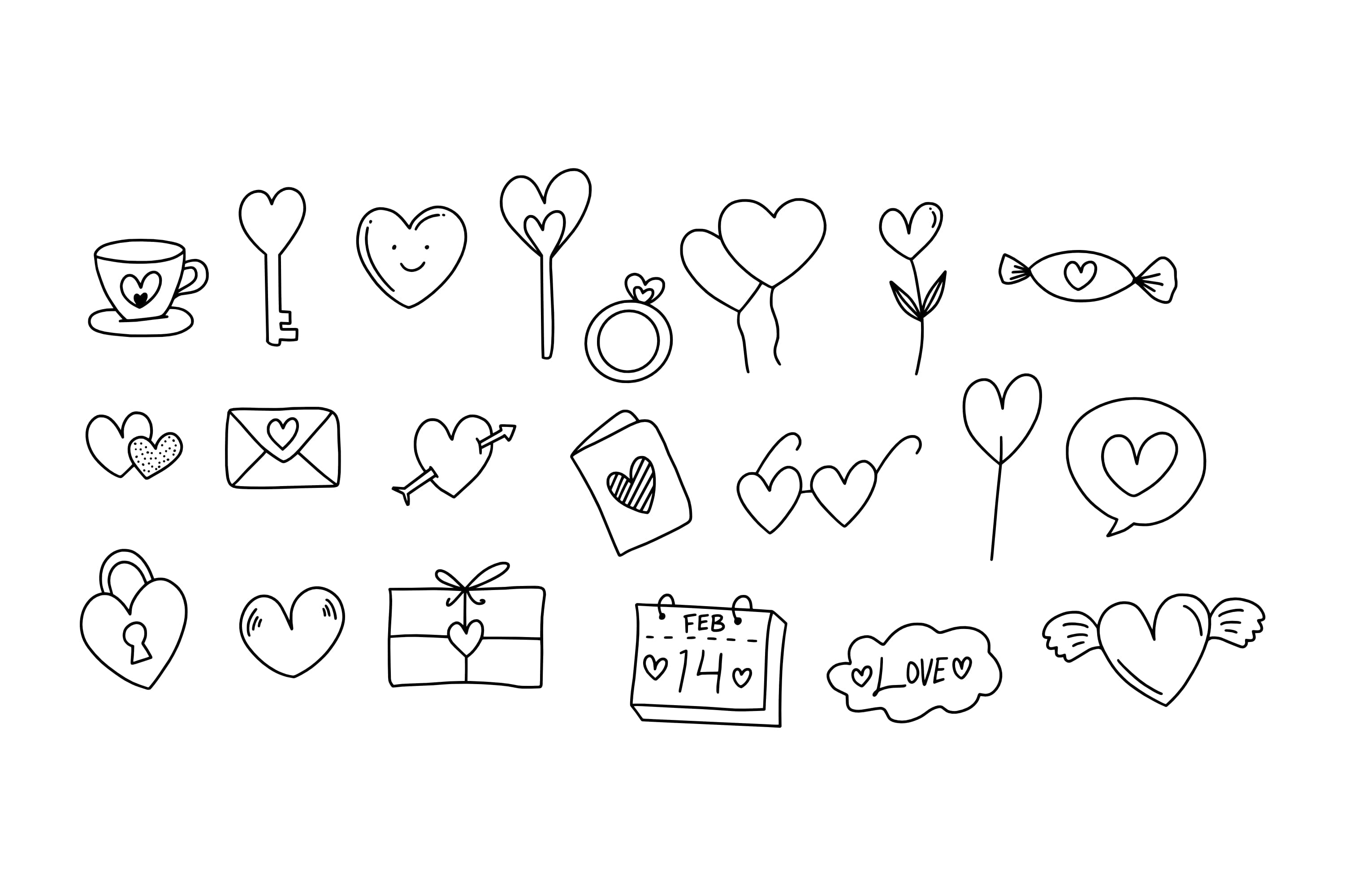 Cute Valentine Doodle Art - So Fontsy